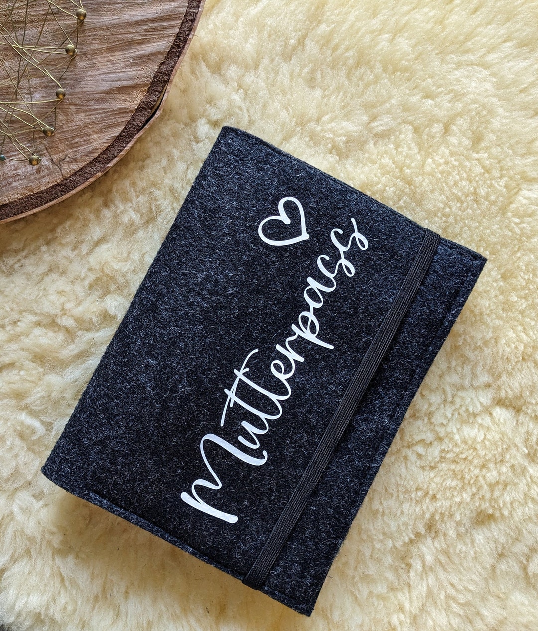 Personalized Felt Maternity Record Book Cover, Black/anthracite ...