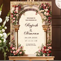 Custom Portrait Indian Wedding Welcome Signage, Kobar Wedding Signage ...