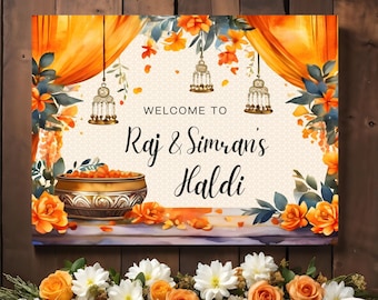 Haldi Welcome Sign, Indian Wedding Decor, Indian Haldi Event, Desi ...