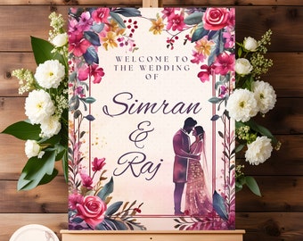 Indian Wedding Welcome Sign, Indian Wedding Decor, Indian Wedding Sign ...