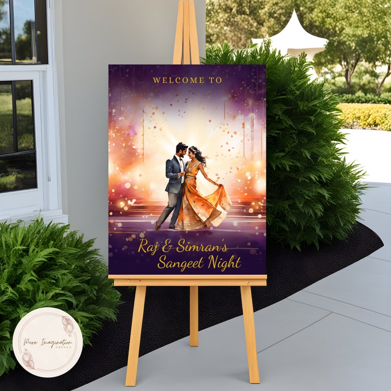 Sangeet Welcome Sign, Indian Wedding Decor, Indian Sangeet Sign ...
