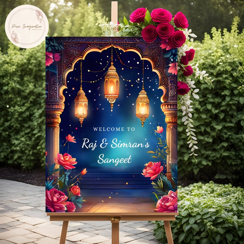 Sangeet Welcome Sign, Indian Wedding Decor, Indian Sangeet Sign, Desi ...