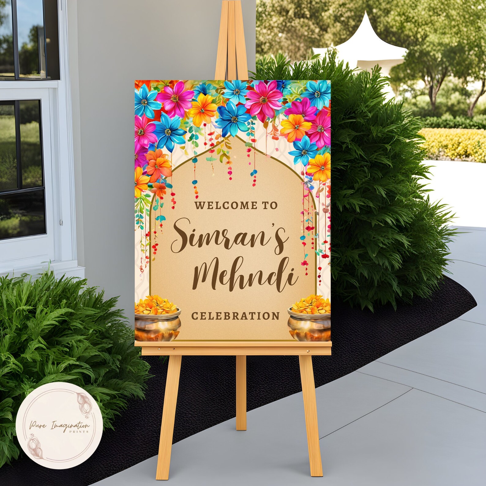 Mehndi Welcome Sign, Indian Wedding Decor, Indian Mehndi Event, Desi ...