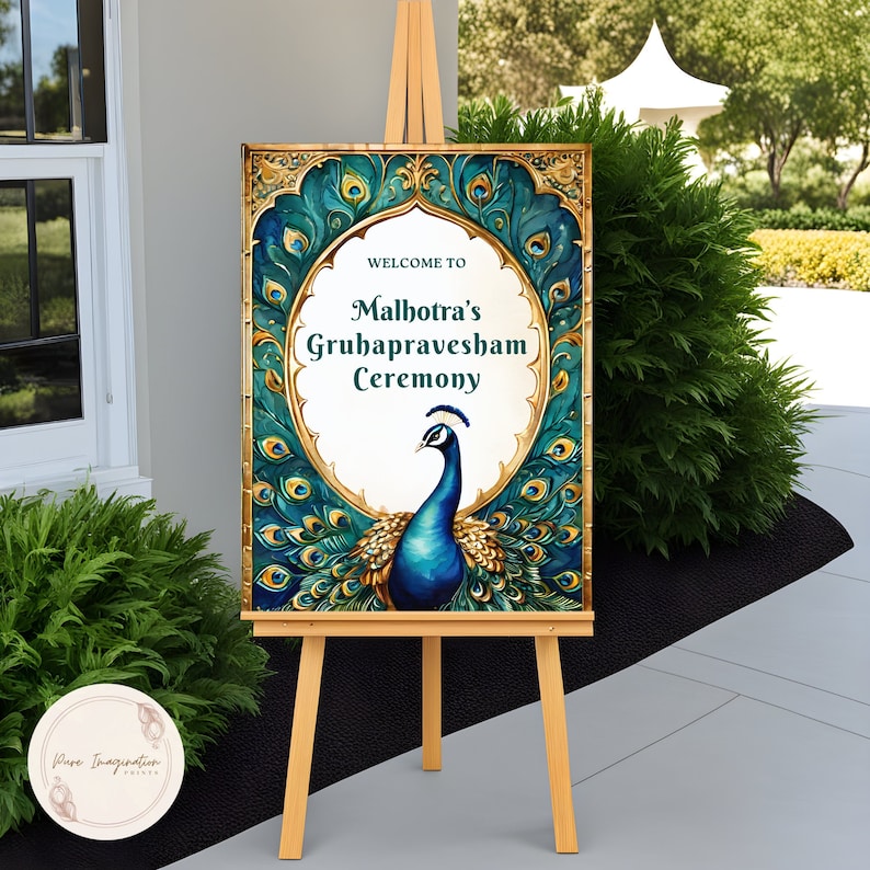 Gruhapravesham Welcome Sign, Indian Desi Event Sign, Download, Editable ...