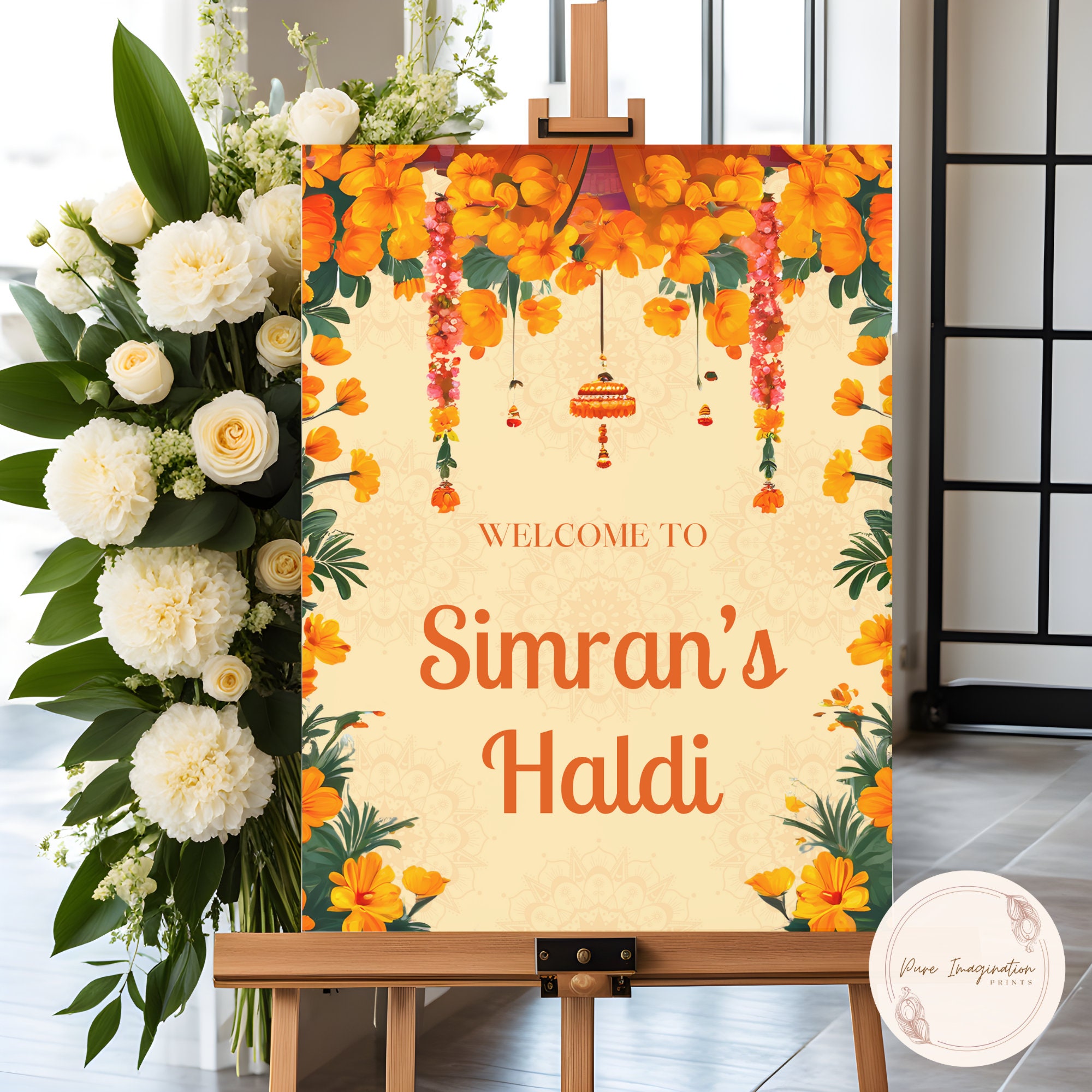 Haldi Welcome Sign, Indian Wedding Decor, Indian Haldi Event, Desi ...