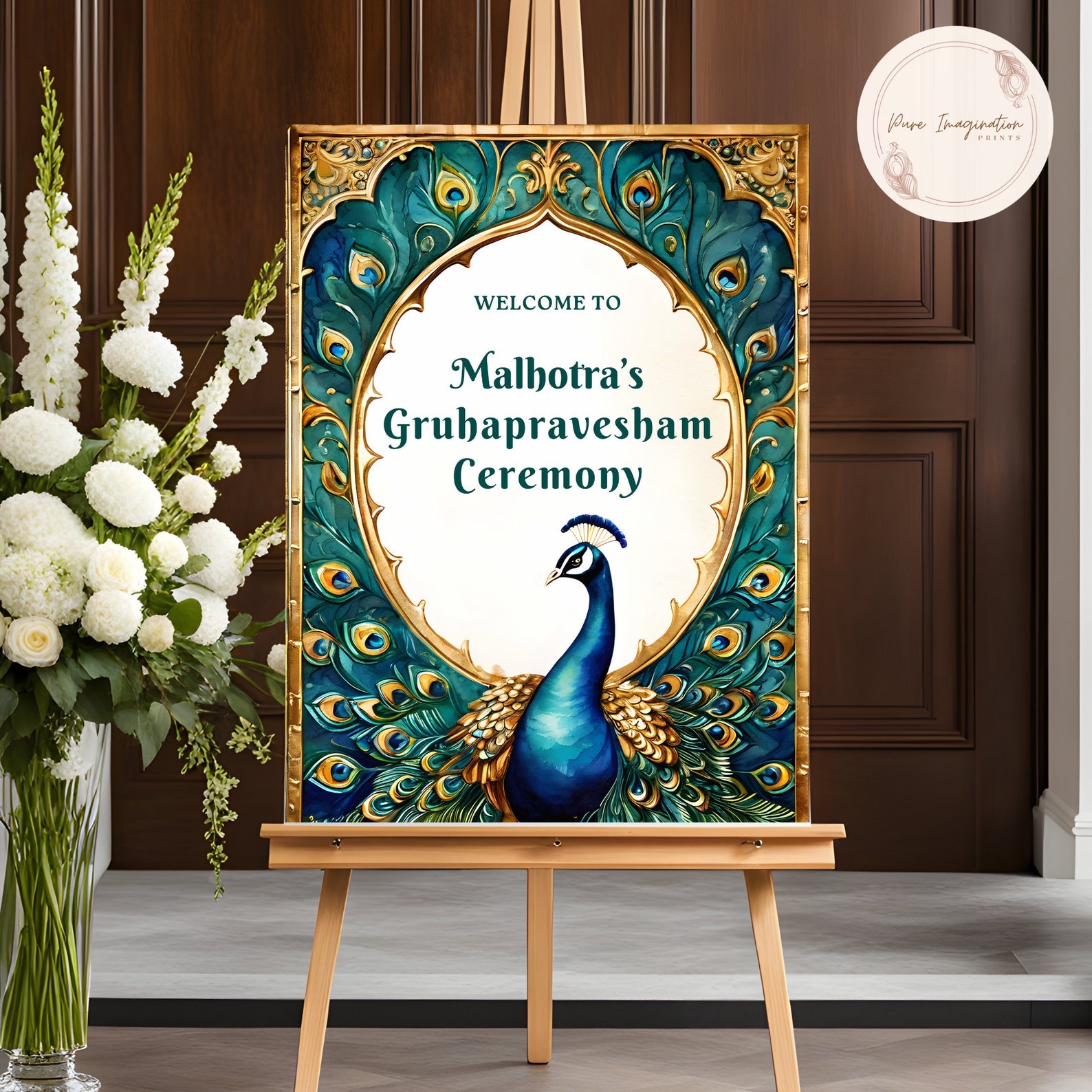 Gruhapravesham Welcome Sign, Indian Desi Event Sign, Download, Editable ...