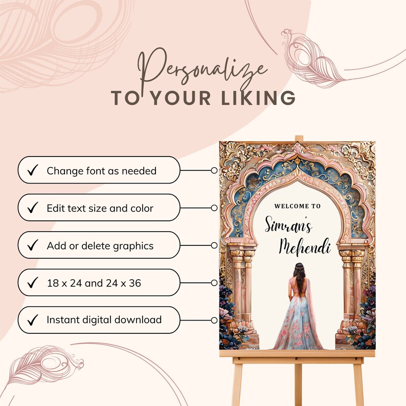 Mehndi Welcome Sign, Indian Wedding Decor, Indian Mehndi Event, Desi ...