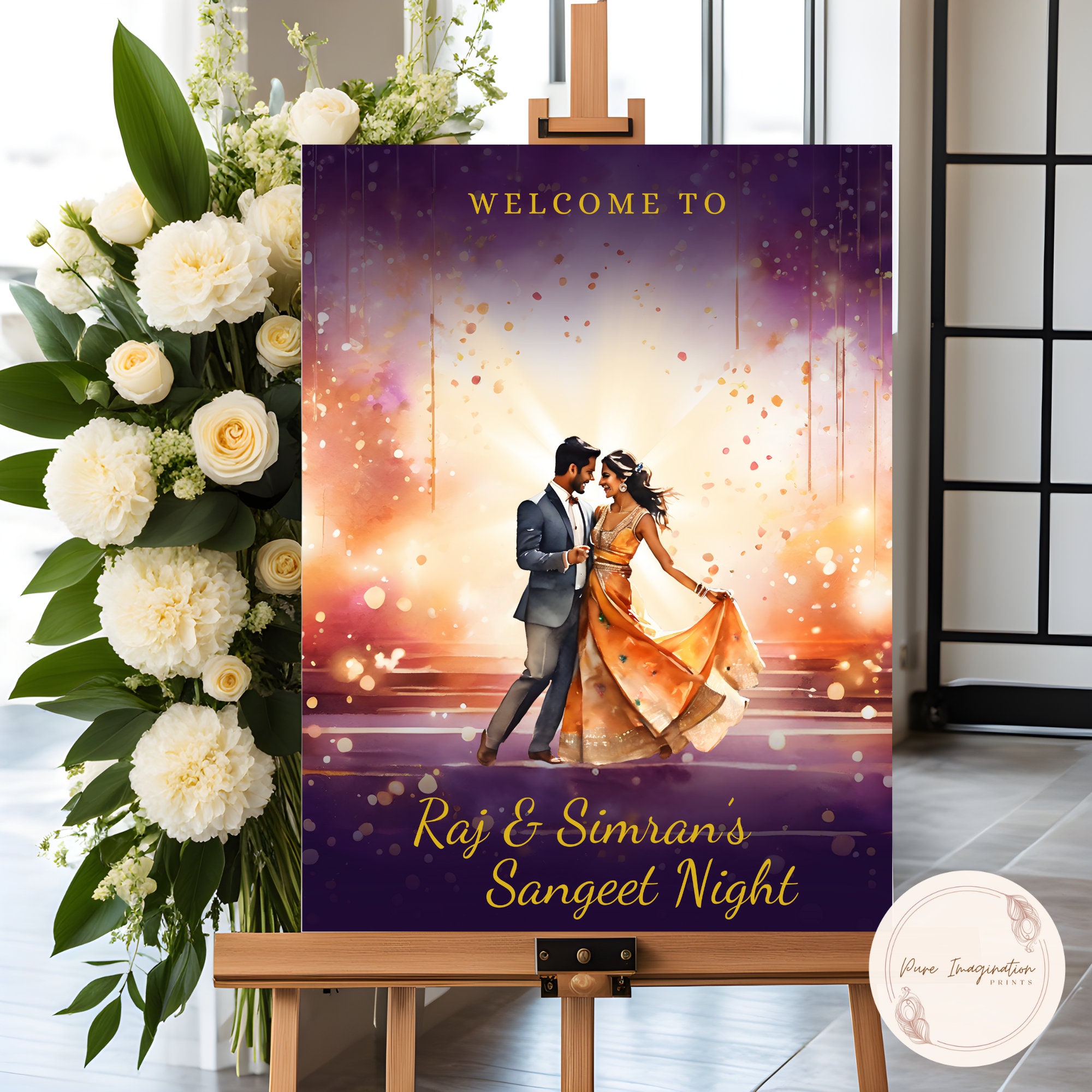Sangeet Welcome Sign, Indian Wedding Decor, Indian Sangeet Sign ...