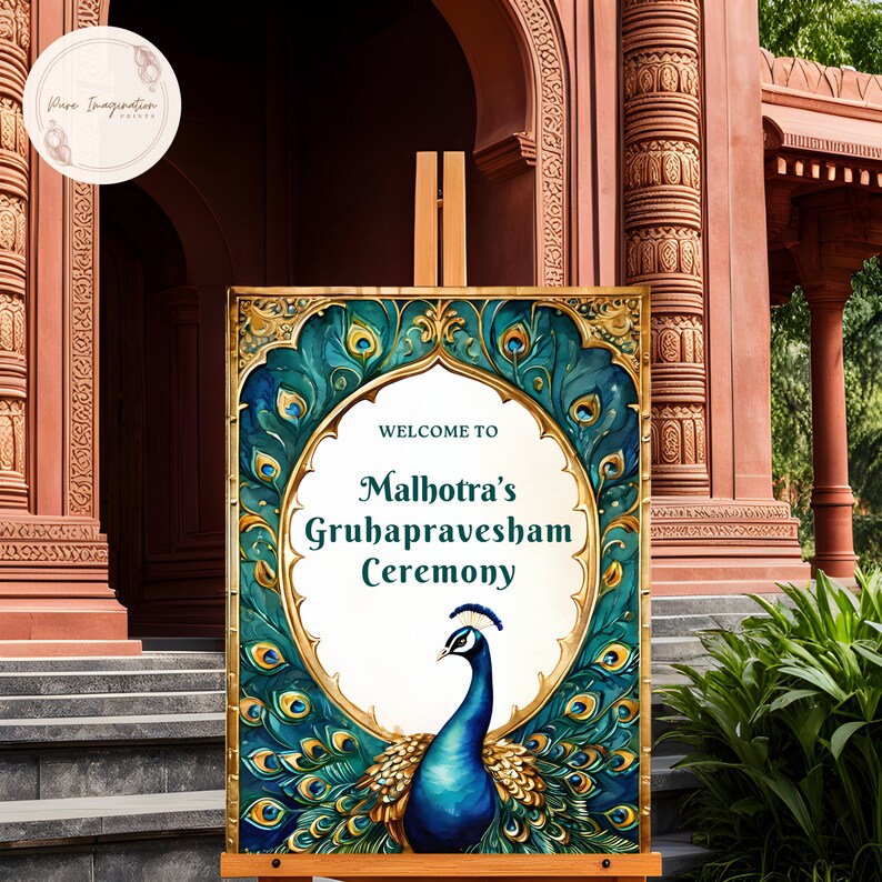 Gruhapravesham Welcome Sign, Indian Desi Event Sign, Download, Editable ...