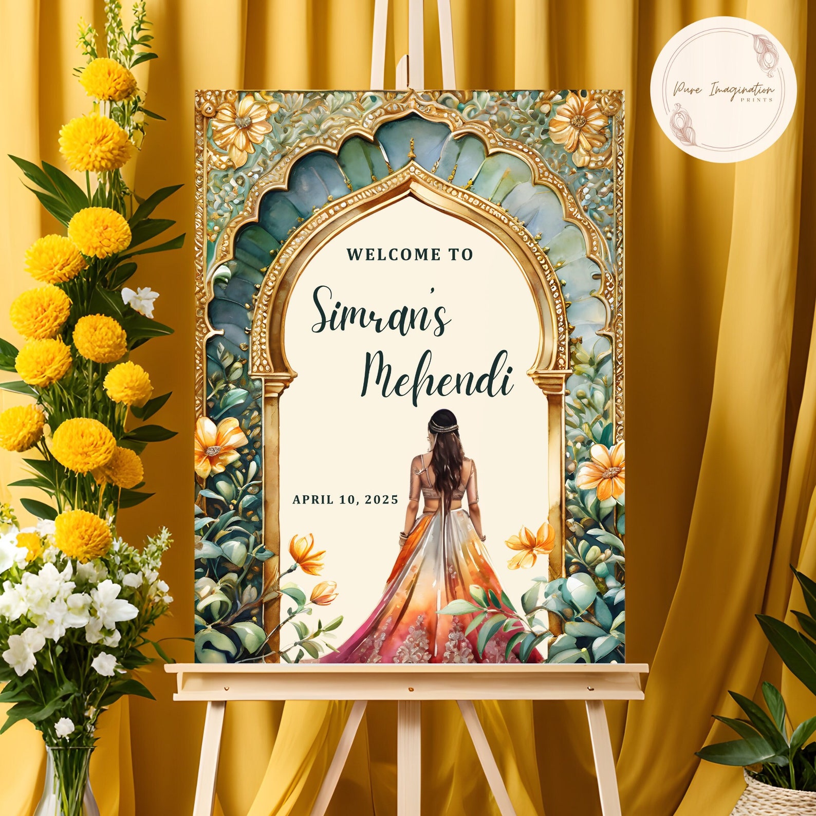 Mehndi Welcome Sign, Indian Wedding Decor, Indian Mehndi Event, Desi ...