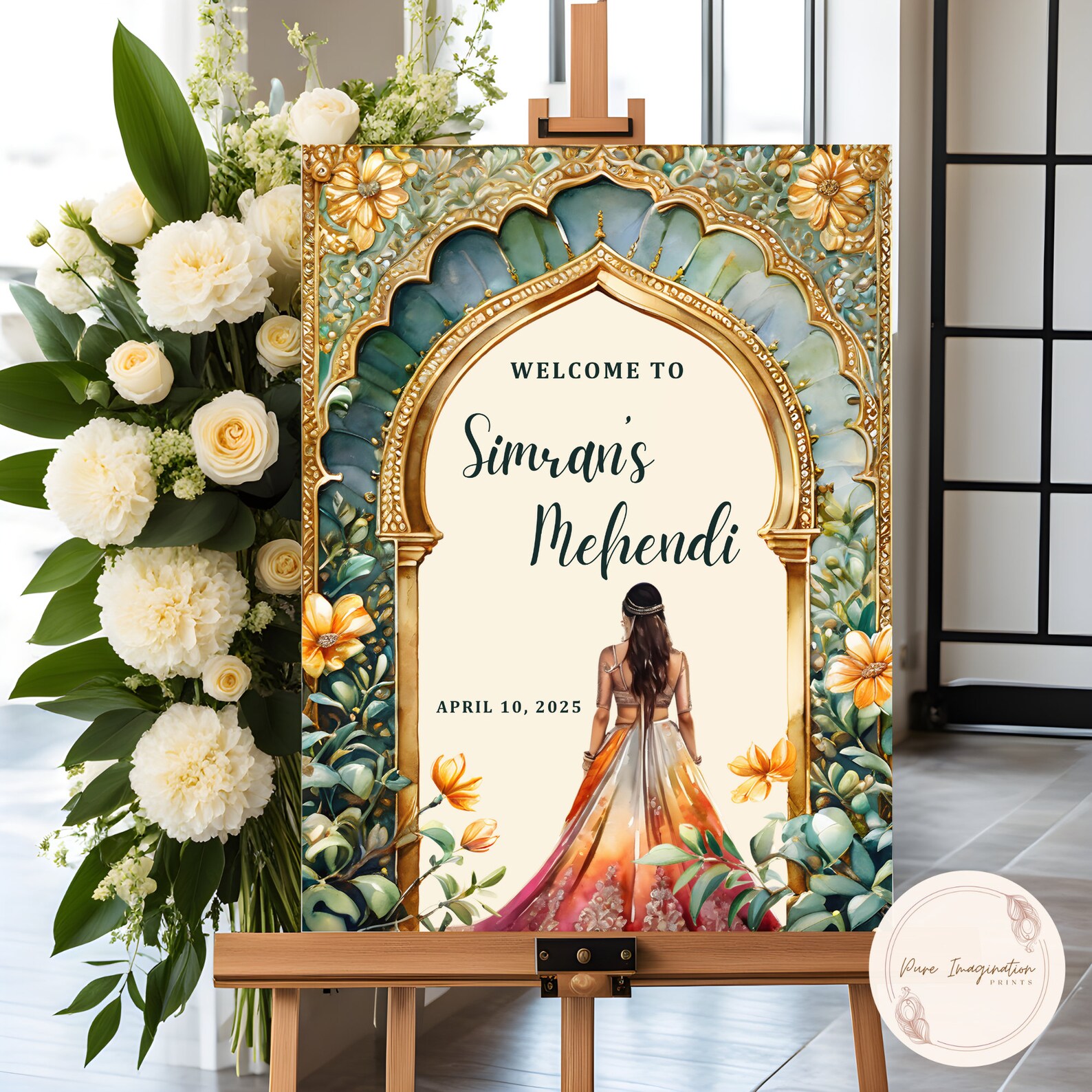 Mehndi Welcome Sign, Indian Wedding Decor, Indian Mehndi Event, Desi ...