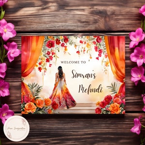 Mehndi Welcome Sign, Indian Wedding Decor, Indian Mehndi Event, Desi ...