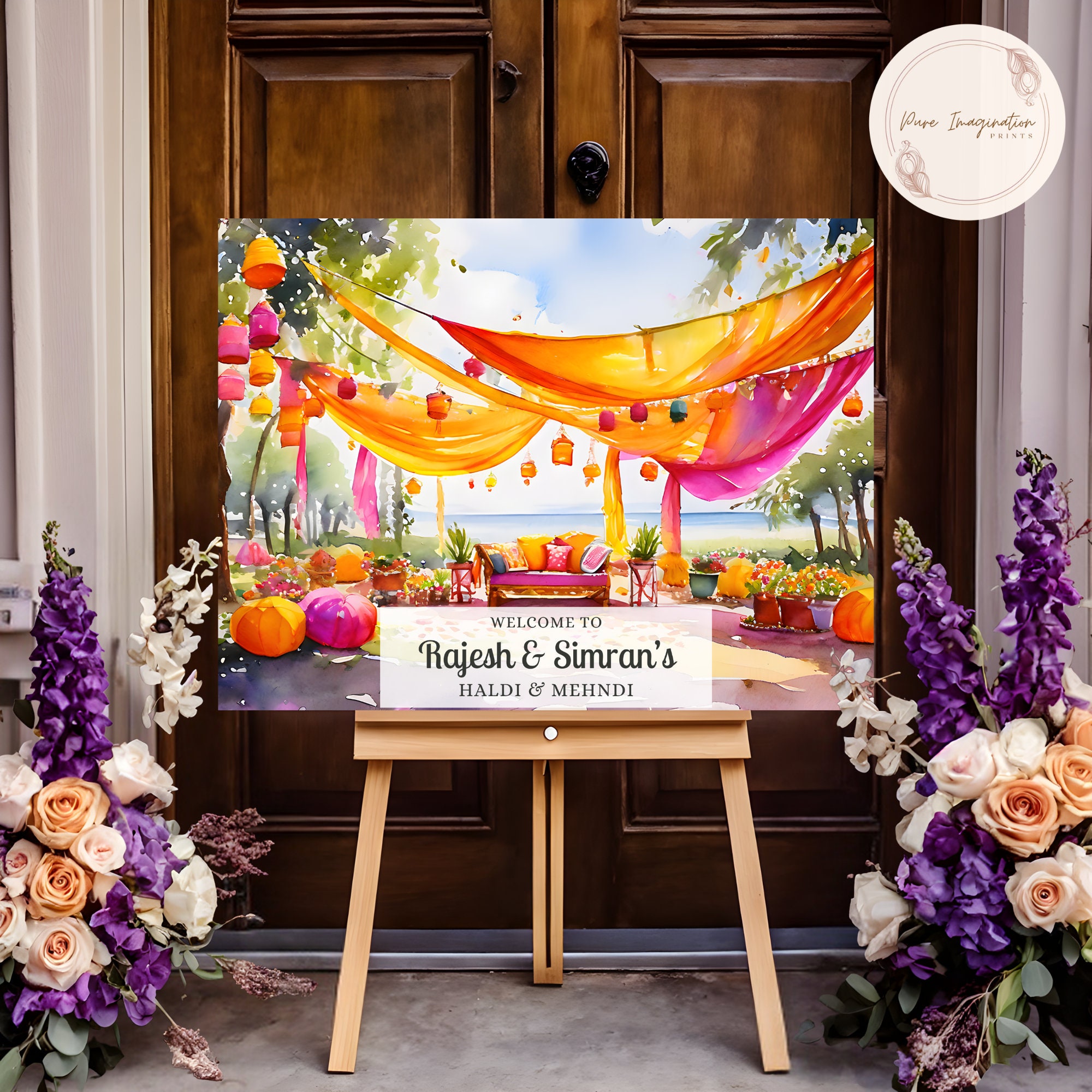 Haldi and Mehndi Welcome Sign, Indian Wedding Decor, Haldi Welcome Sign ...