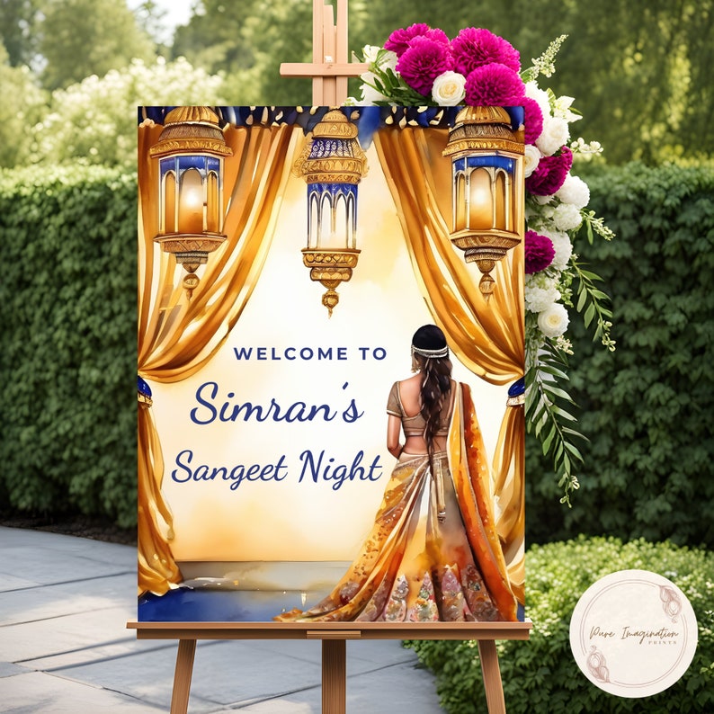 Sangeet Welcome Sign, Indian Wedding Decor, Indian Sangeet Sign ...