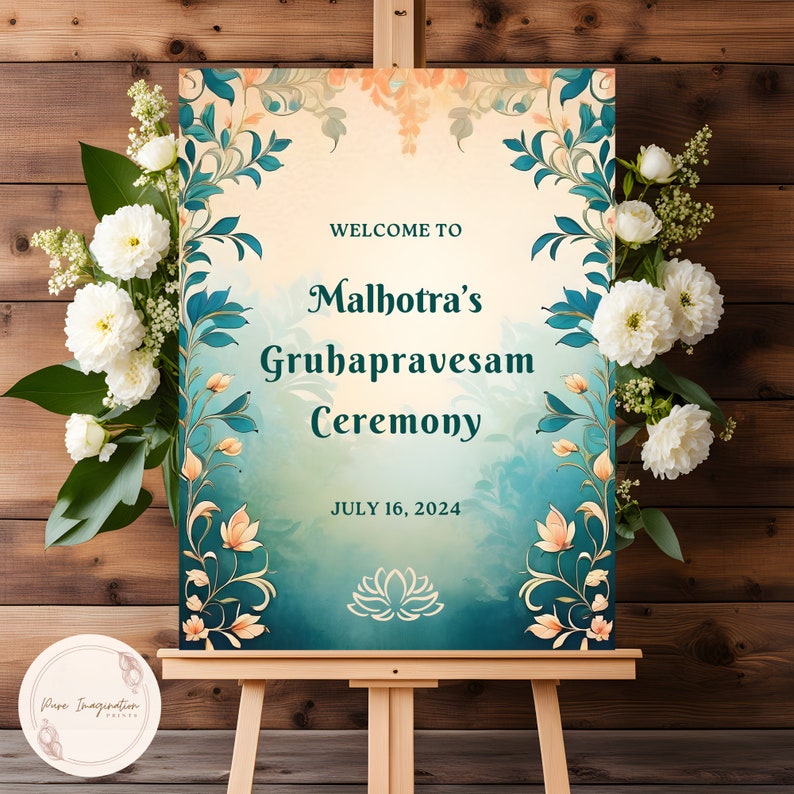 Gruhapravesham Welcome Sign, Indian Desi Event Sign, Download, Editable ...