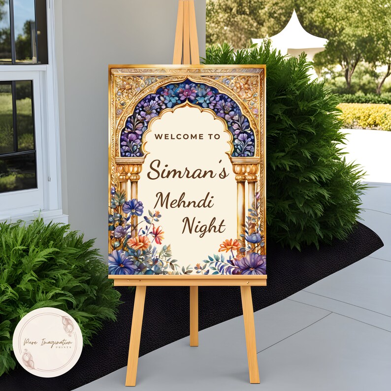 Mehndi Welcome Sign, Indian Wedding Decor, Indian Mehndi Event, Desi ...