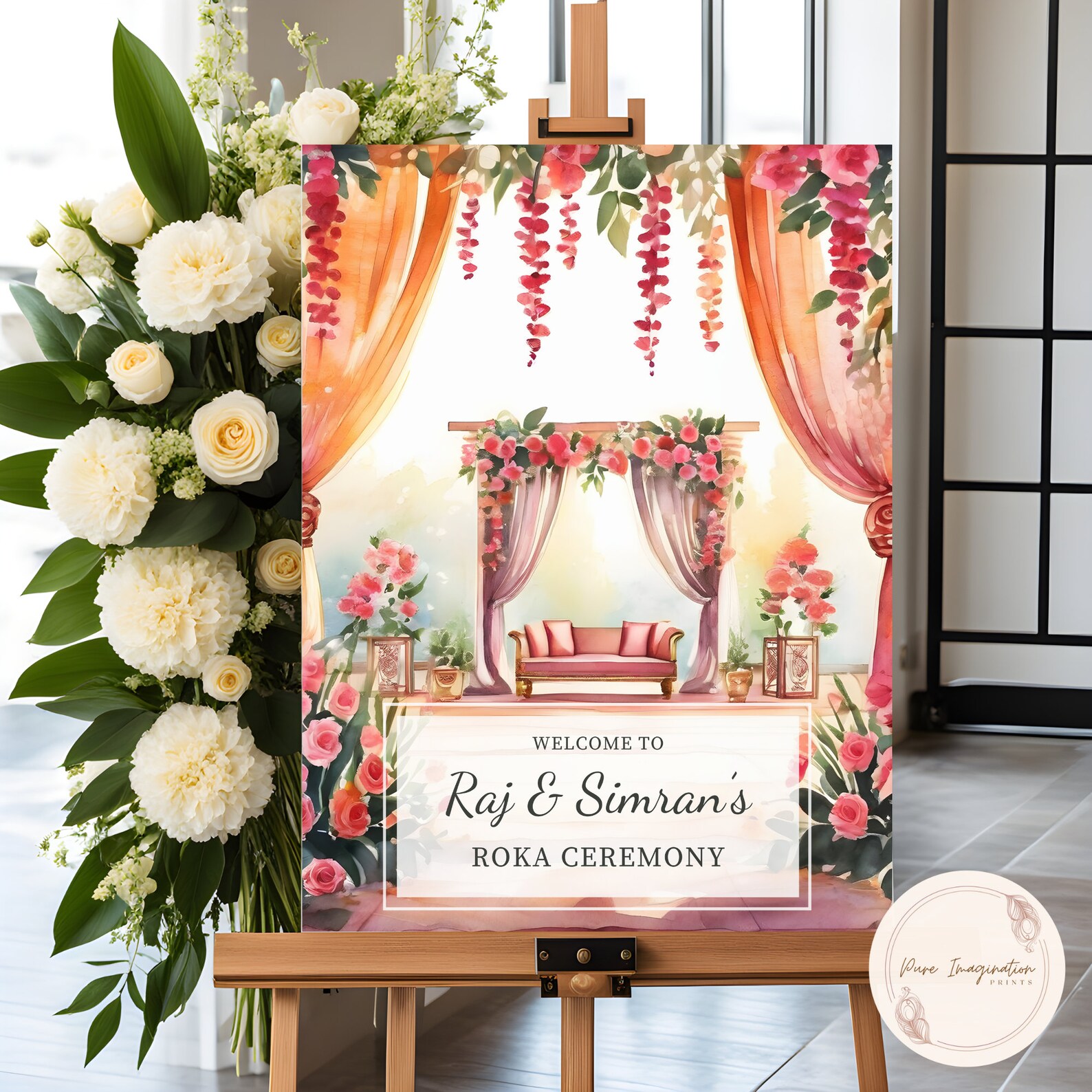 Roka Welcome Sign, Indian Wedding Decor, Indian Roka Event, Desi Event ...