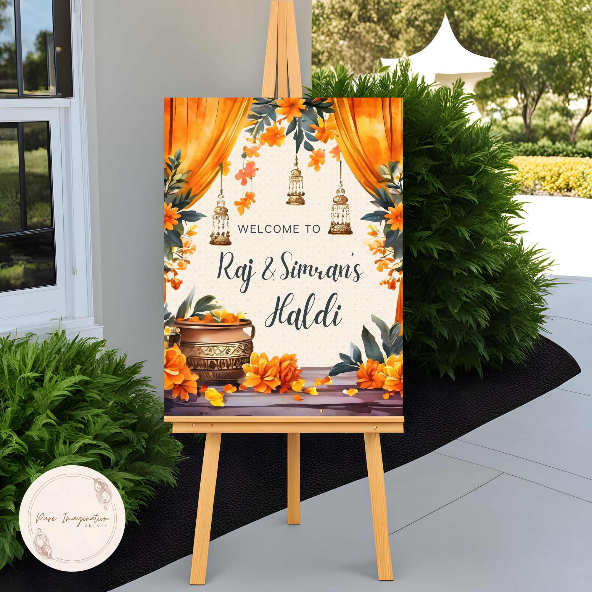 Haldi Welcome Sign, Indian Wedding Decor, Indian Haldi Event, Desi ...