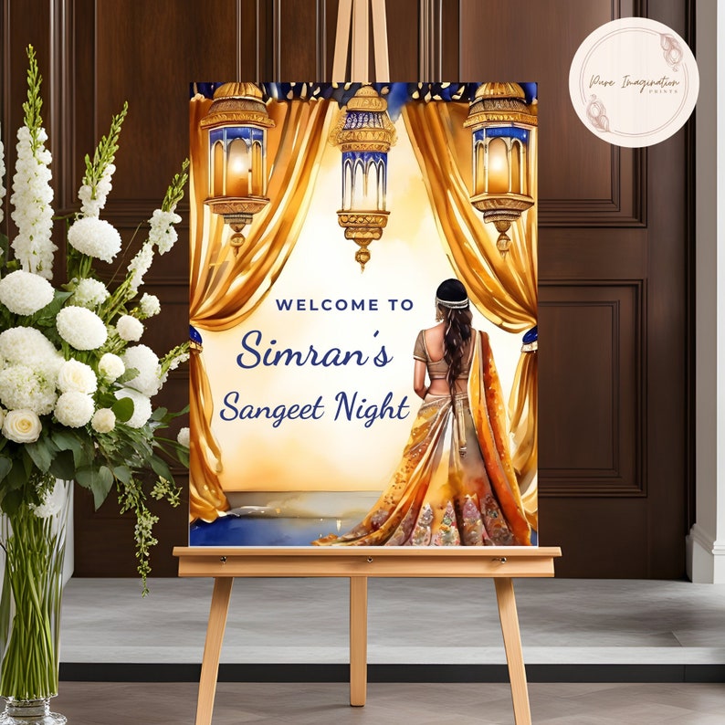 Sangeet Welcome Sign, Indian Wedding Decor, Indian Sangeet Sign ...