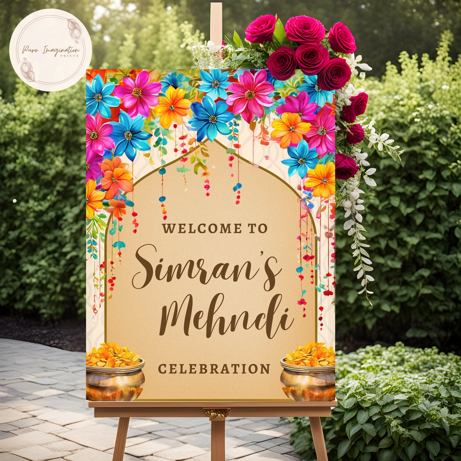 Mehndi Welcome Sign, Indian Wedding Decor, Indian Mehndi Event, Desi ...
