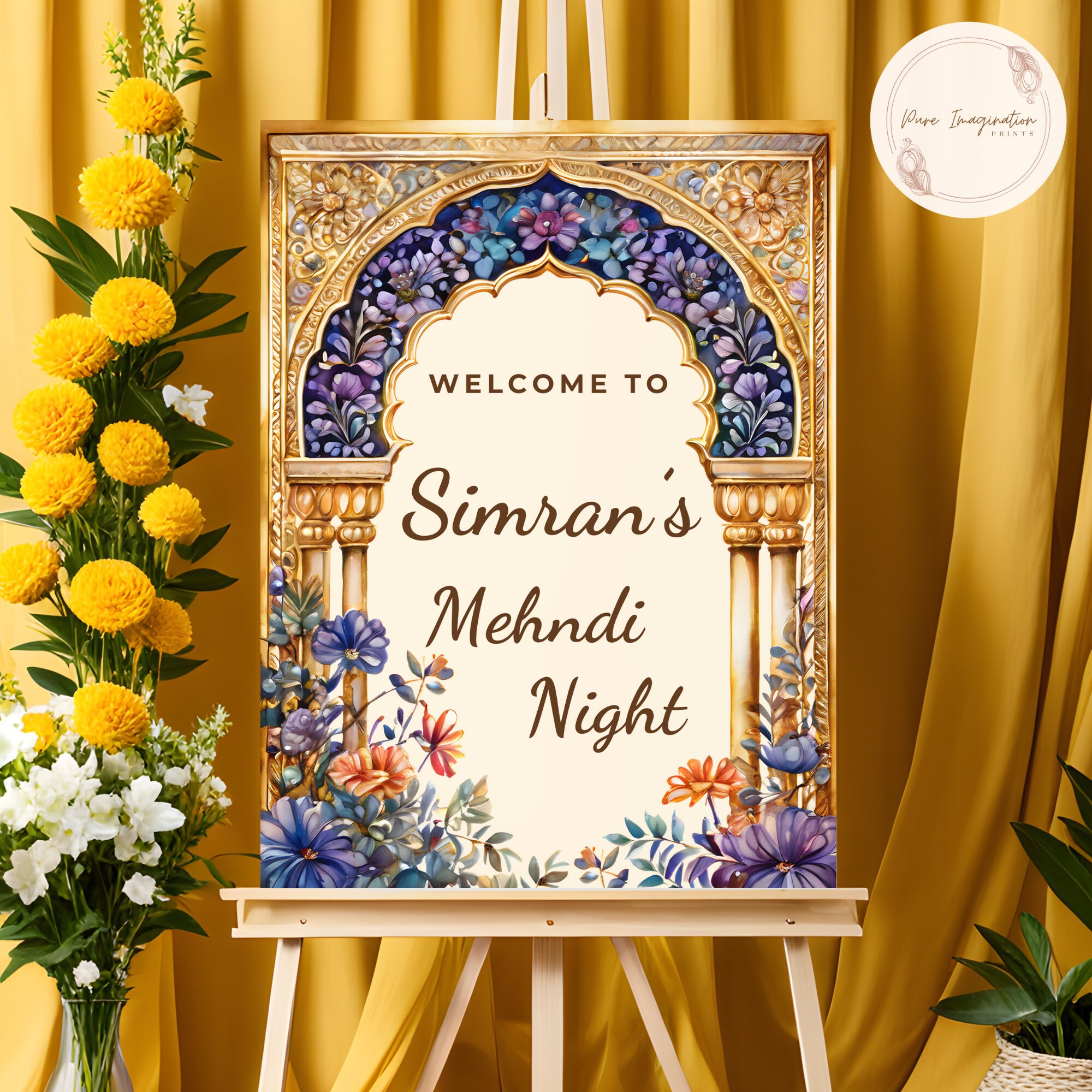 Mehndi Welcome Sign, Indian Wedding Decor, Indian Mehndi Event, Desi ...