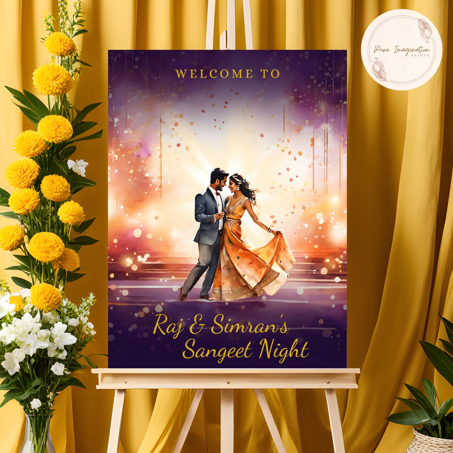 Sangeet Welcome Sign, Indian Wedding Decor, Indian Sangeet Sign ...