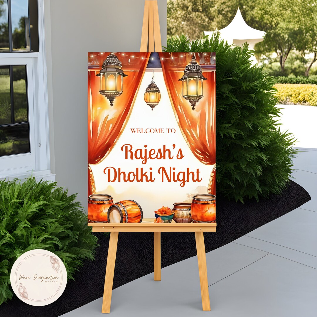 Dholki Welcome Sign, Dholki Decor, Indian Wedding Decor, Indian Dholki ...