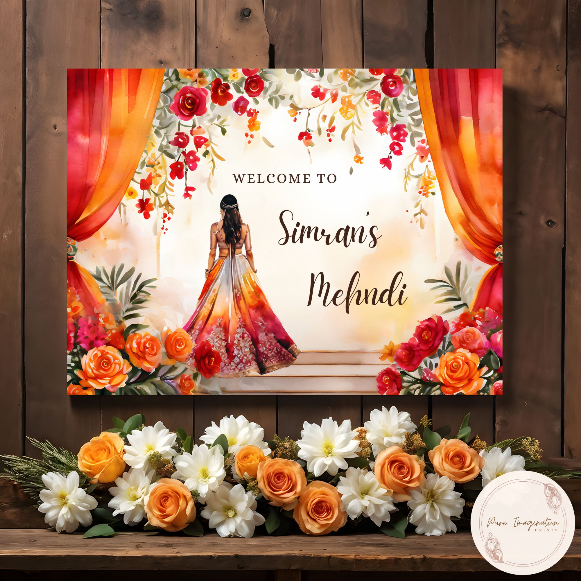 Mehndi Welcome Sign, Indian Wedding Decor, Indian Mehndi Event, Desi ...