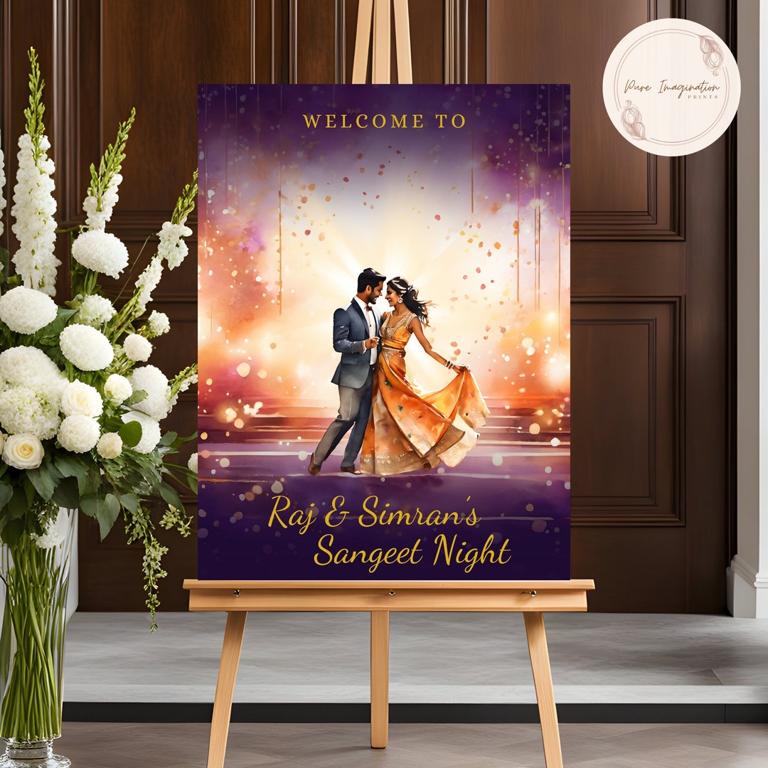 Sangeet Welcome Sign, Indian Wedding Decor, Indian Sangeet Sign ...