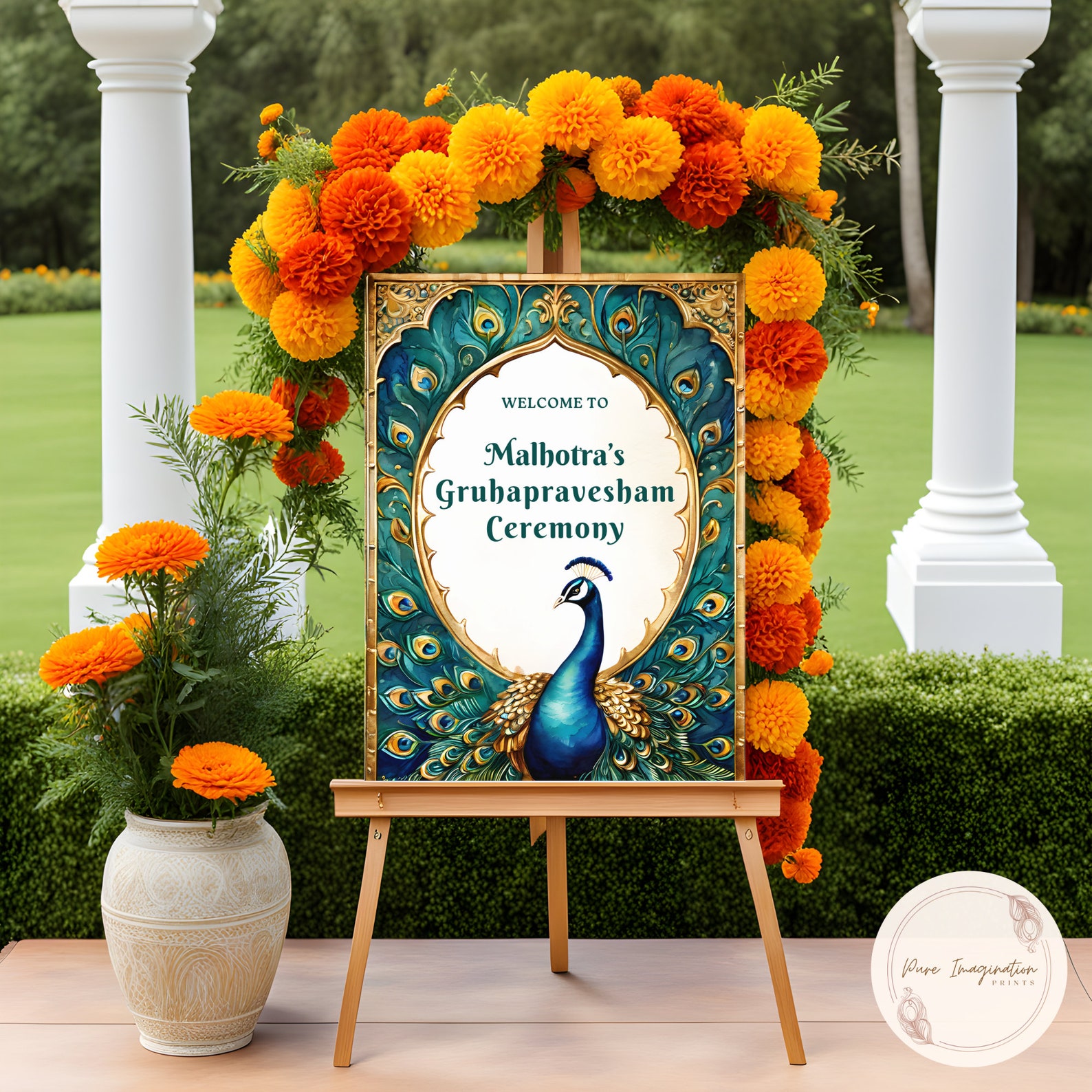 Gruhapravesham Welcome Sign, Indian Desi Event Sign, Download, Editable ...