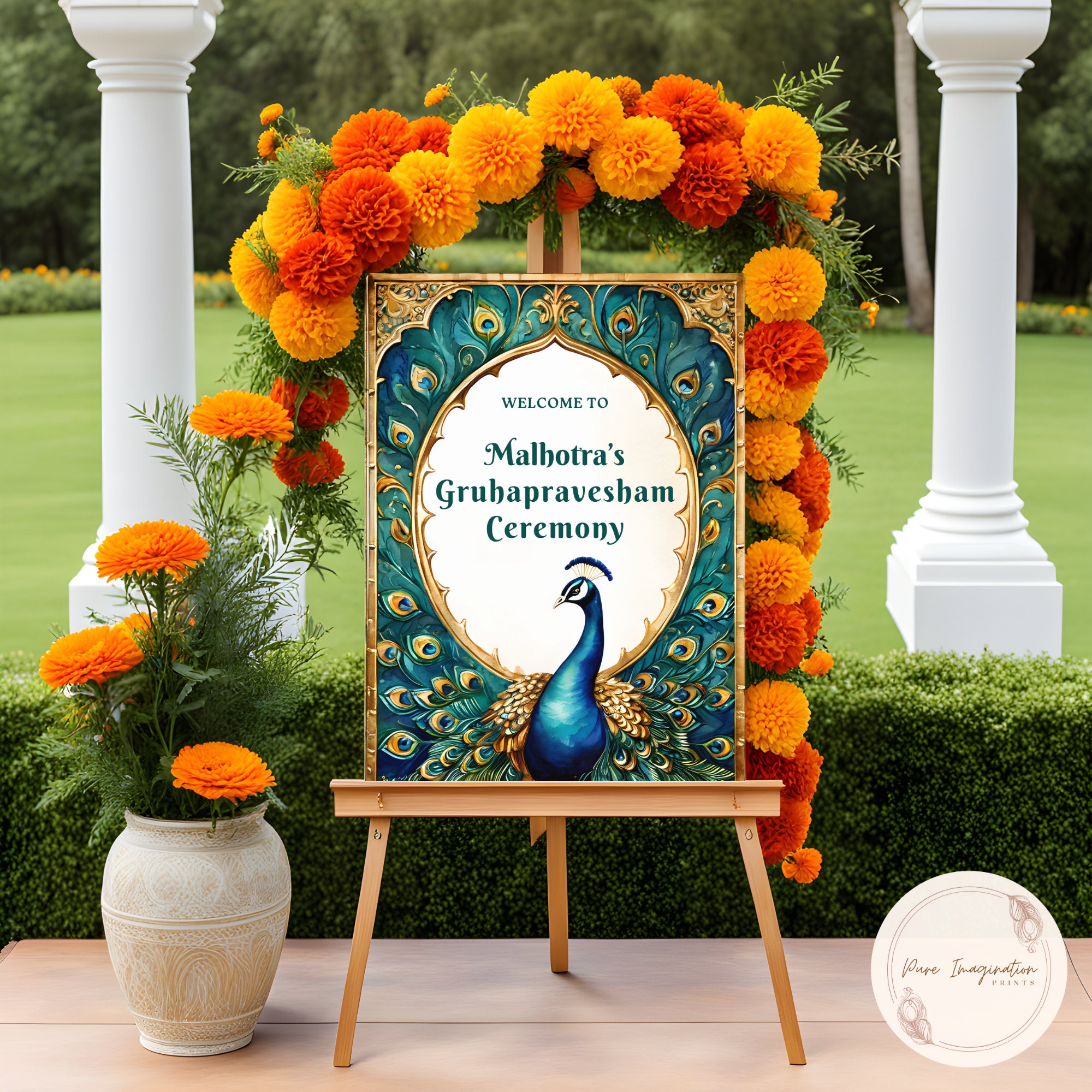 Gruhapravesham Welcome Sign, Indian Desi Event Sign, Download, Editable ...