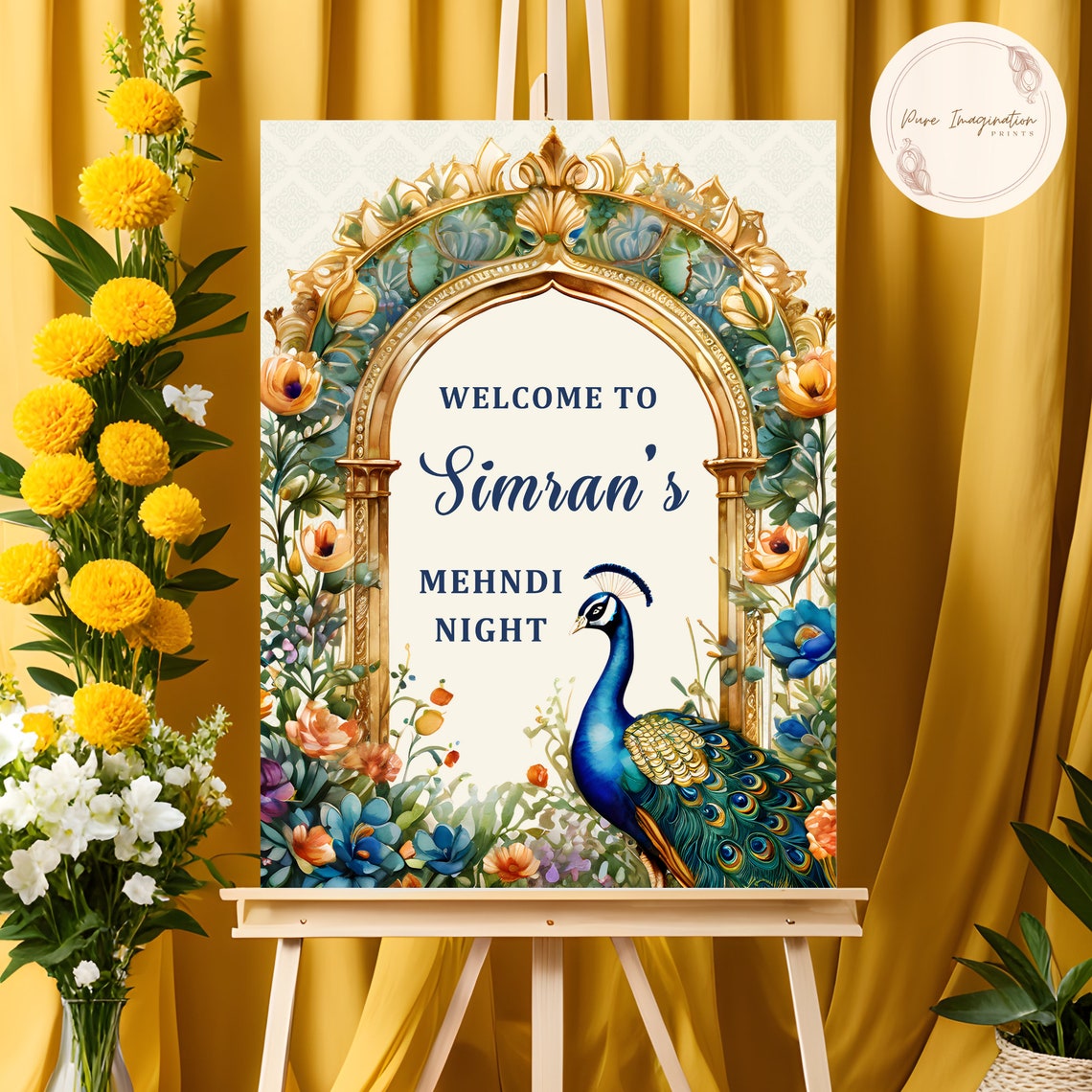 Mehndi Welcome Sign, Indian Wedding Decor, Indian Mehndi Event, Desi ...
