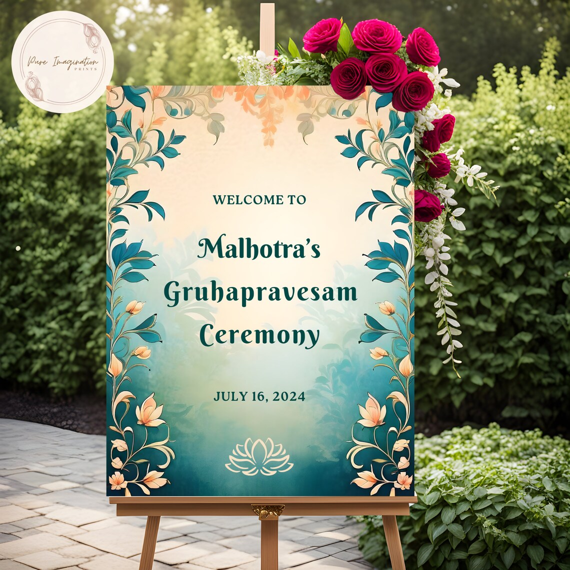 Gruhapravesham Welcome Sign, Indian Desi Event Sign, Download, Editable ...