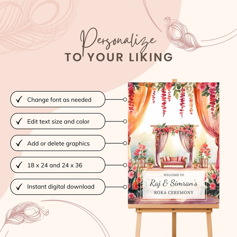 Roka Welcome Sign, Indian Wedding Decor, Indian Roka Event, Desi Event ...