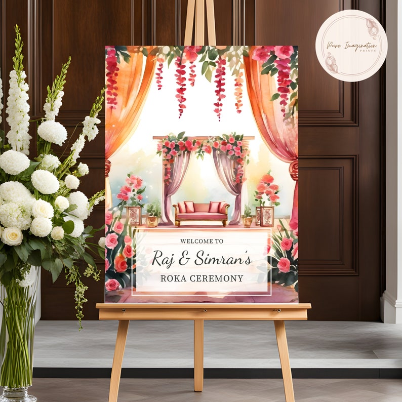 Roka Welcome Sign, Indian Wedding Decor, Indian Roka Event, Desi Event ...