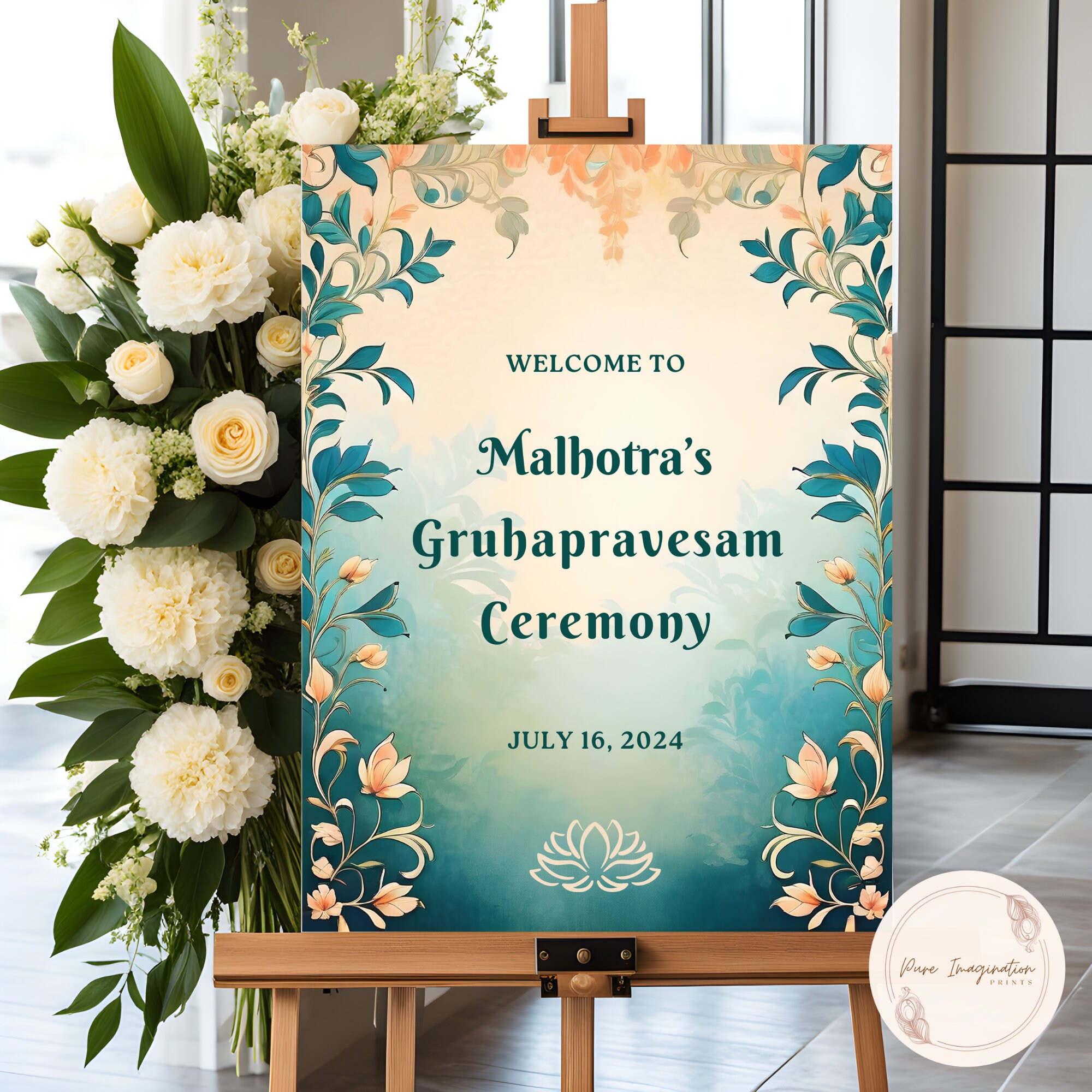 Gruhapravesham Welcome Sign, Indian Desi Event Sign, Download, Editable ...
