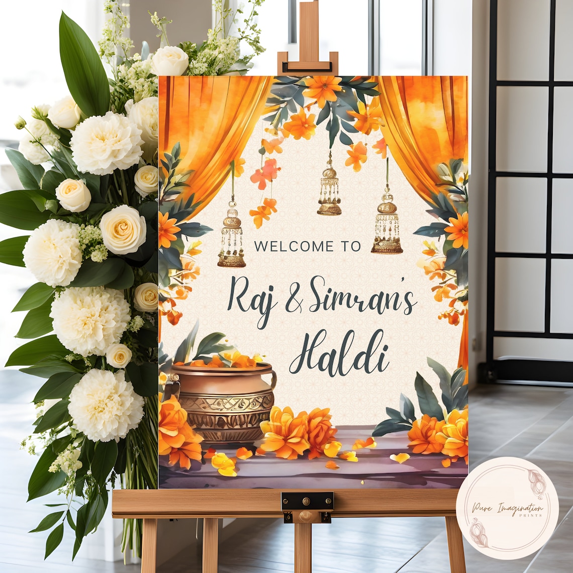 Haldi Welcome Sign, Indian Wedding Decor, Indian Haldi Event, Desi ...
