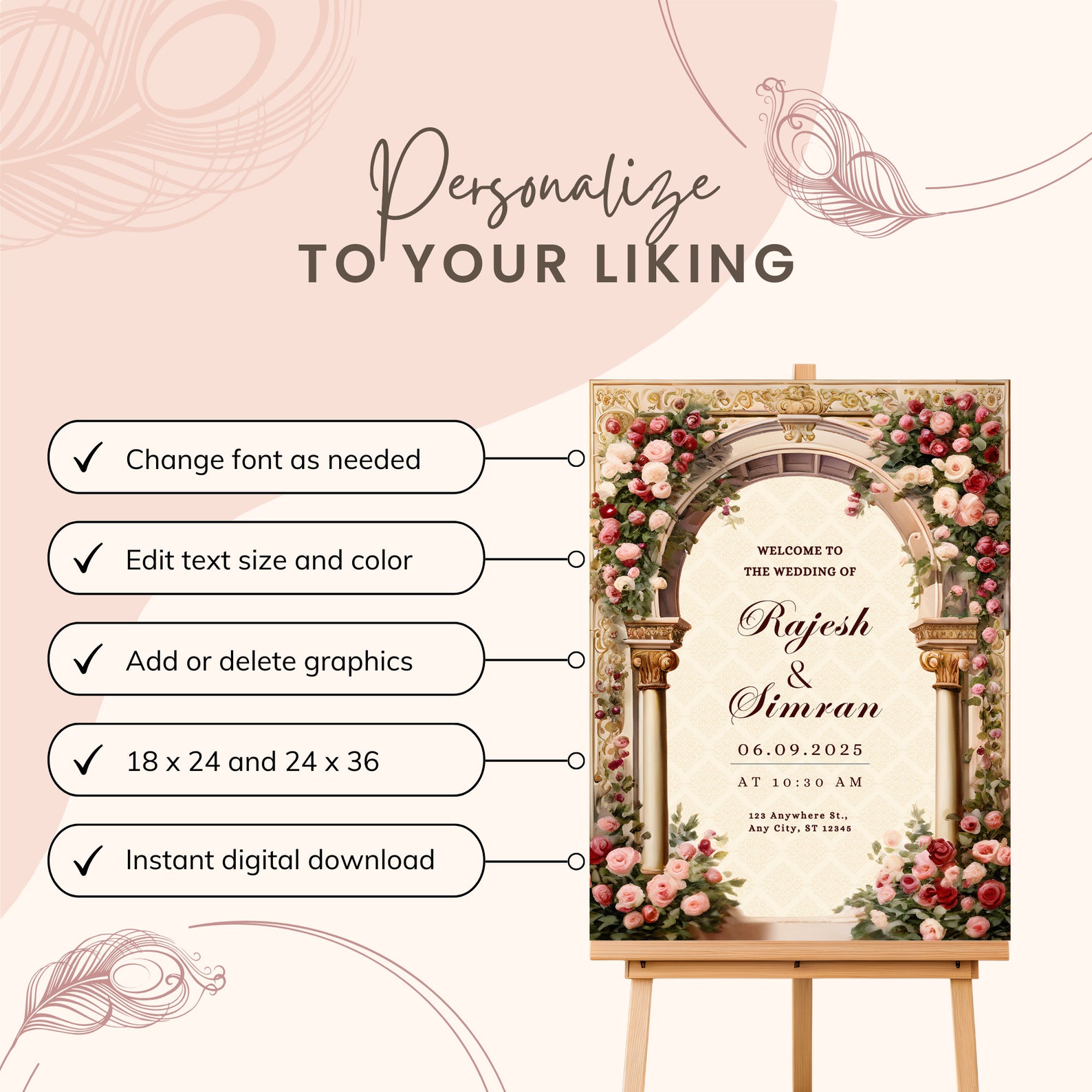 Indian Wedding Welcome Sign, Indian Wedding Decor, Indian Wedding Sign ...