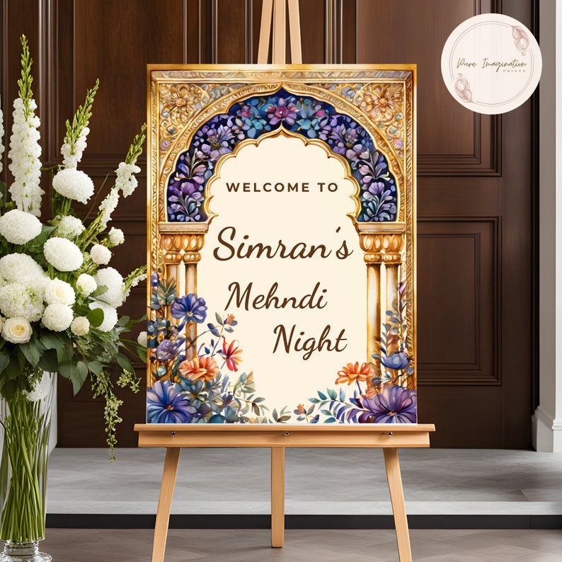 Mehndi Welcome Sign, Indian Wedding Decor, Indian Mehndi Event, Desi ...