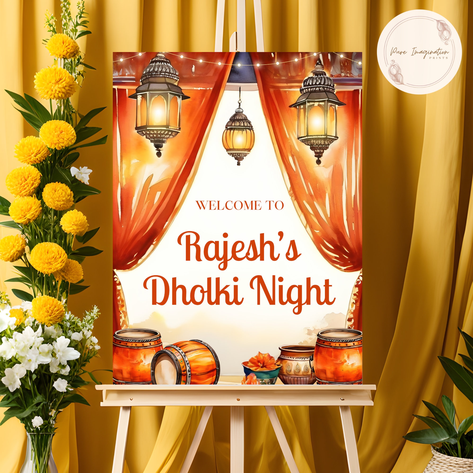 Dholki Welcome Sign, Dholki Decor, Indian Wedding Decor, Indian Dholki ...