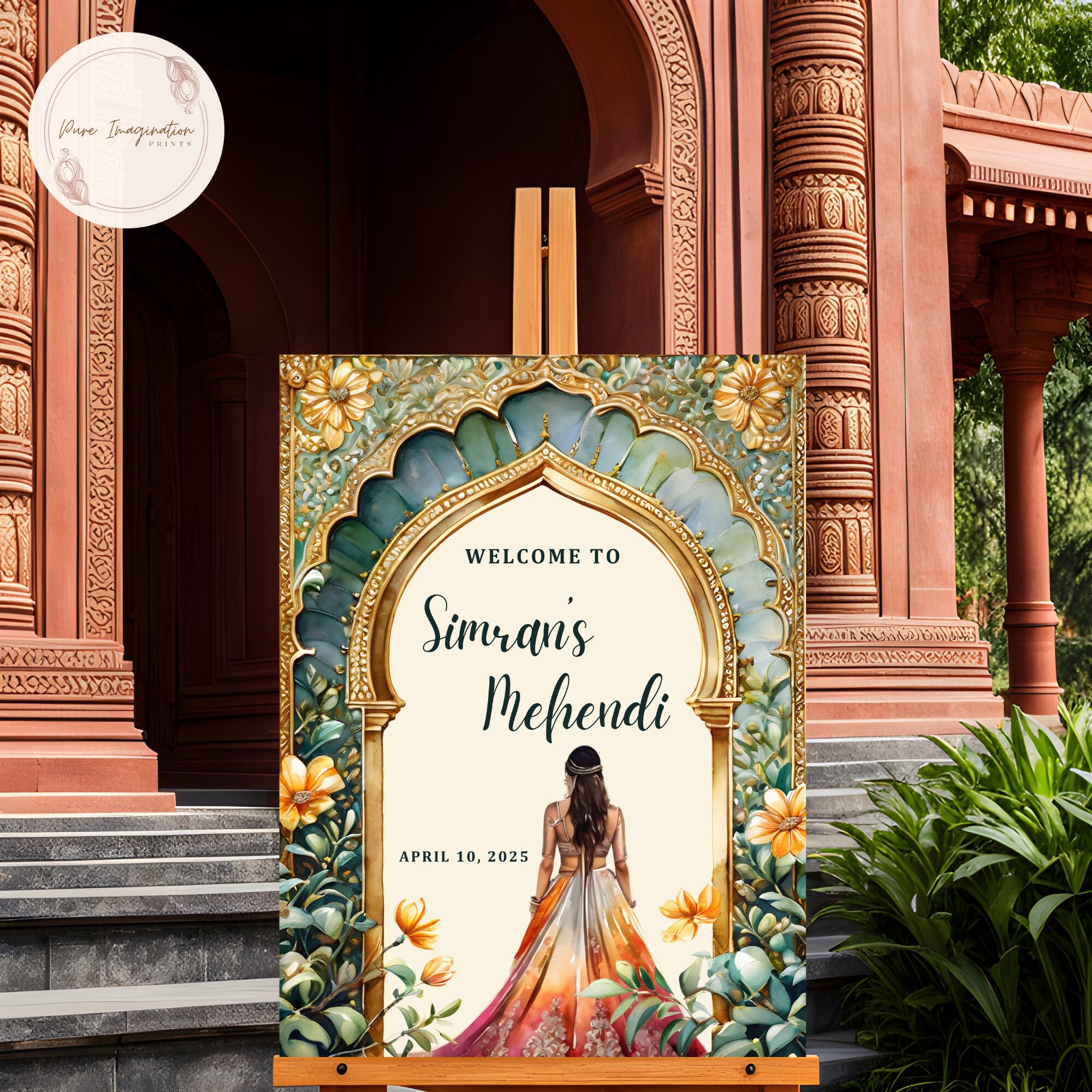 Mehndi Welcome Sign, Indian Wedding Decor, Indian Mehndi Event, Desi ...