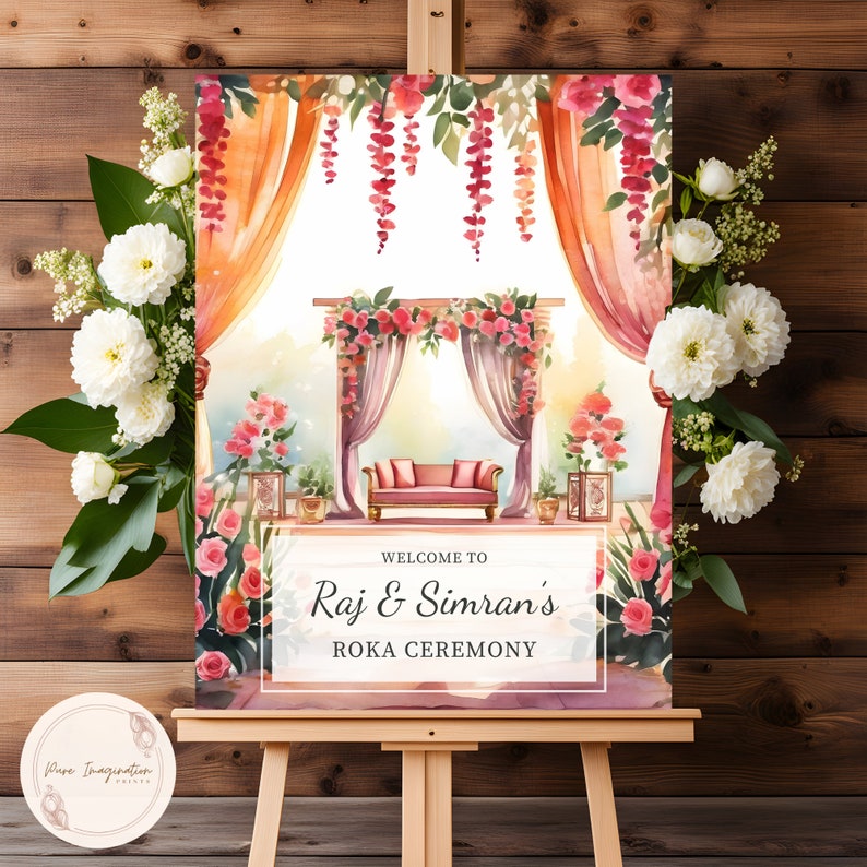 Roka Welcome Sign, Indian Wedding Decor, Indian Roka Event, Desi Event ...