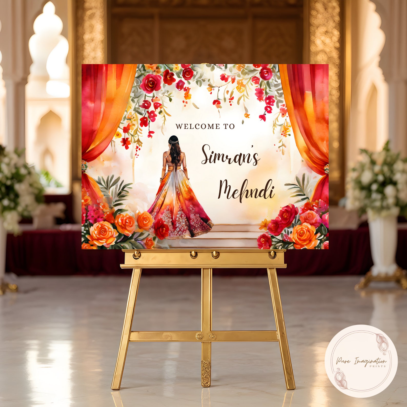 Mehndi Welcome Sign, Indian Wedding Decor, Indian Mehndi Event, Desi ...