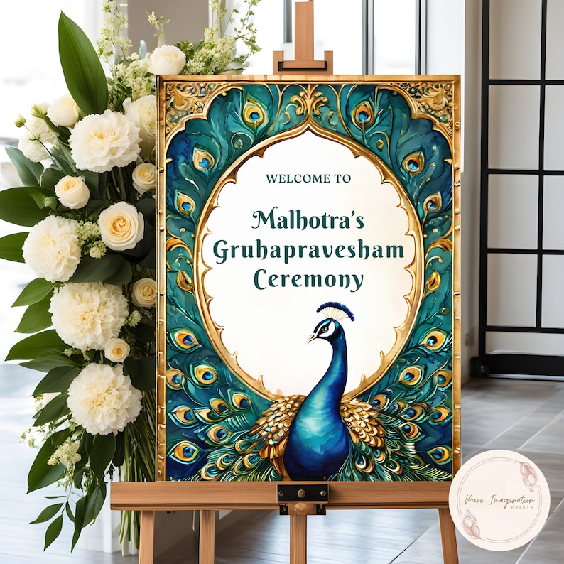 Gruhapravesham Welcome Sign, Indian Desi Event Sign, Download, Editable ...