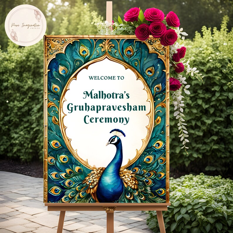 Gruhapravesham Welcome Sign, Indian Desi Event Sign, Download, Editable ...