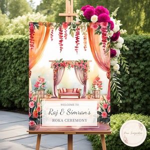 Roka Welcome Sign, Indian Wedding Decor, Indian Roka Event, Desi Event ...