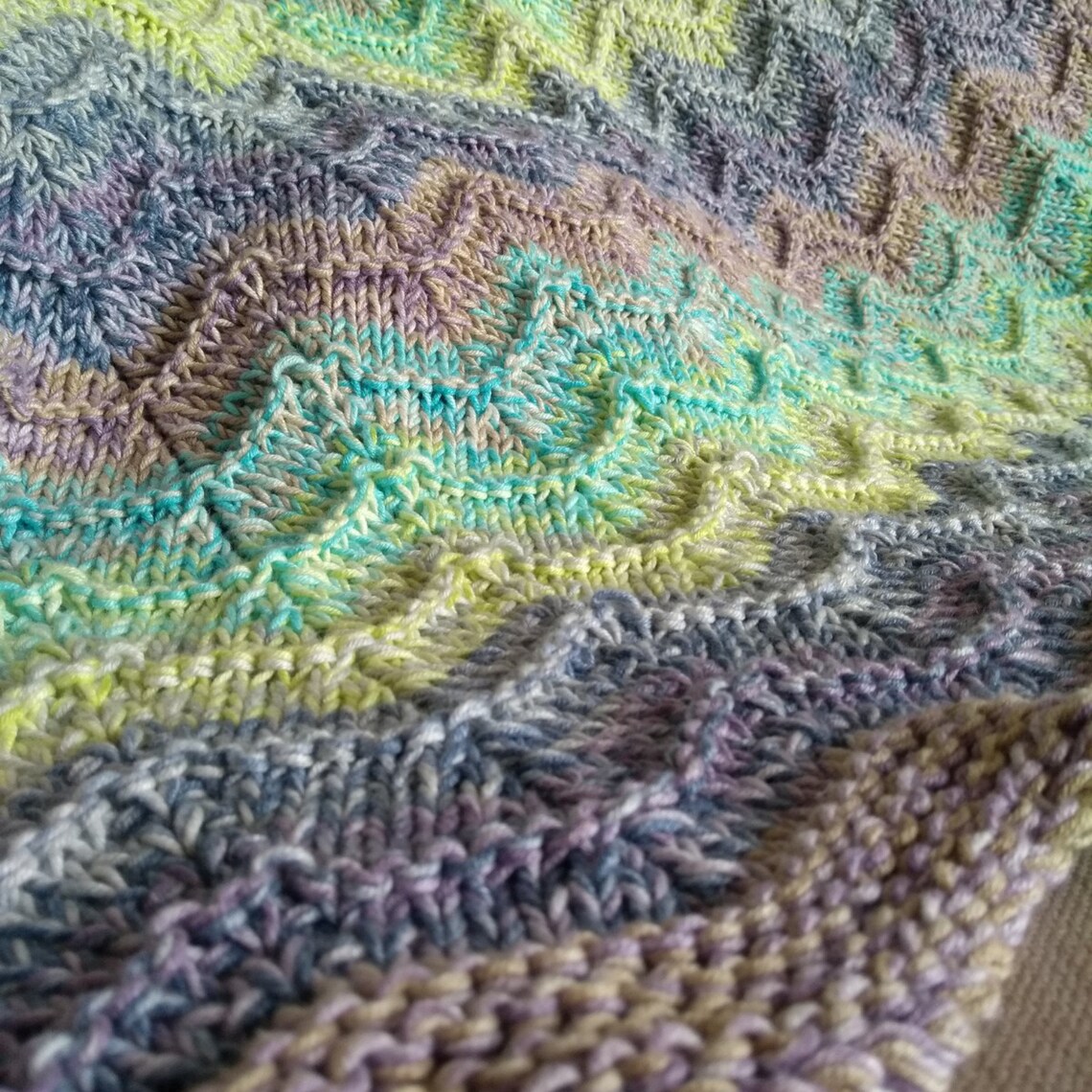 Ocean Ripple Baby Blanket Easy Knitting Pattern, Marled Effect - Etsy UK
