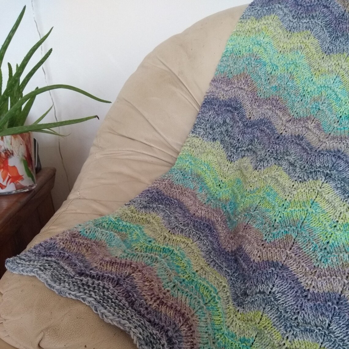 Ocean Ripple Baby Blanket Easy Knitting Pattern, Marled Effect - Etsy UK