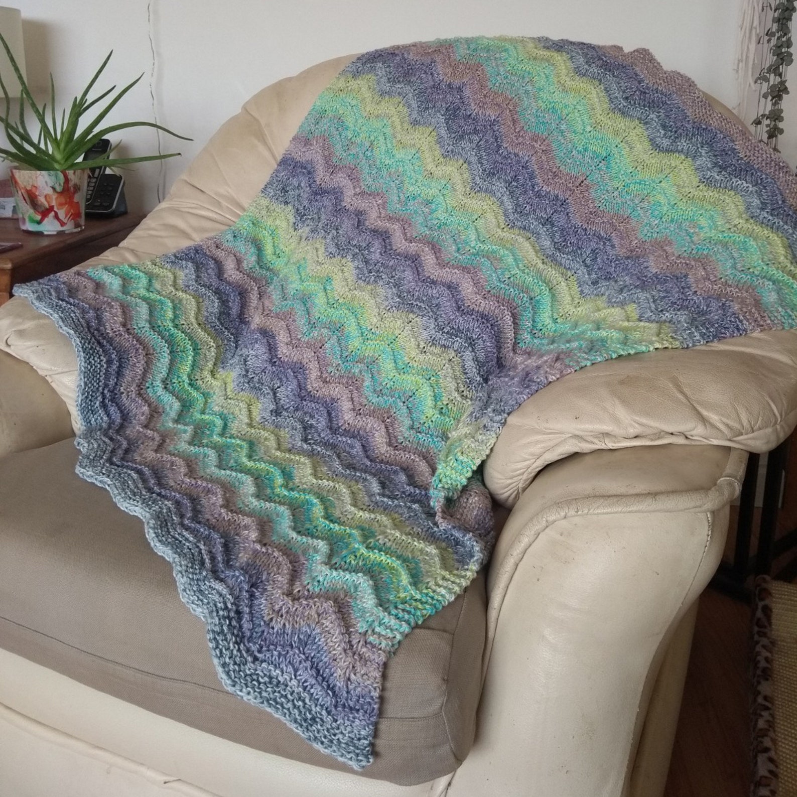 Ocean Ripple Baby Blanket Easy Knitting Pattern Marled Effect - Etsy UK