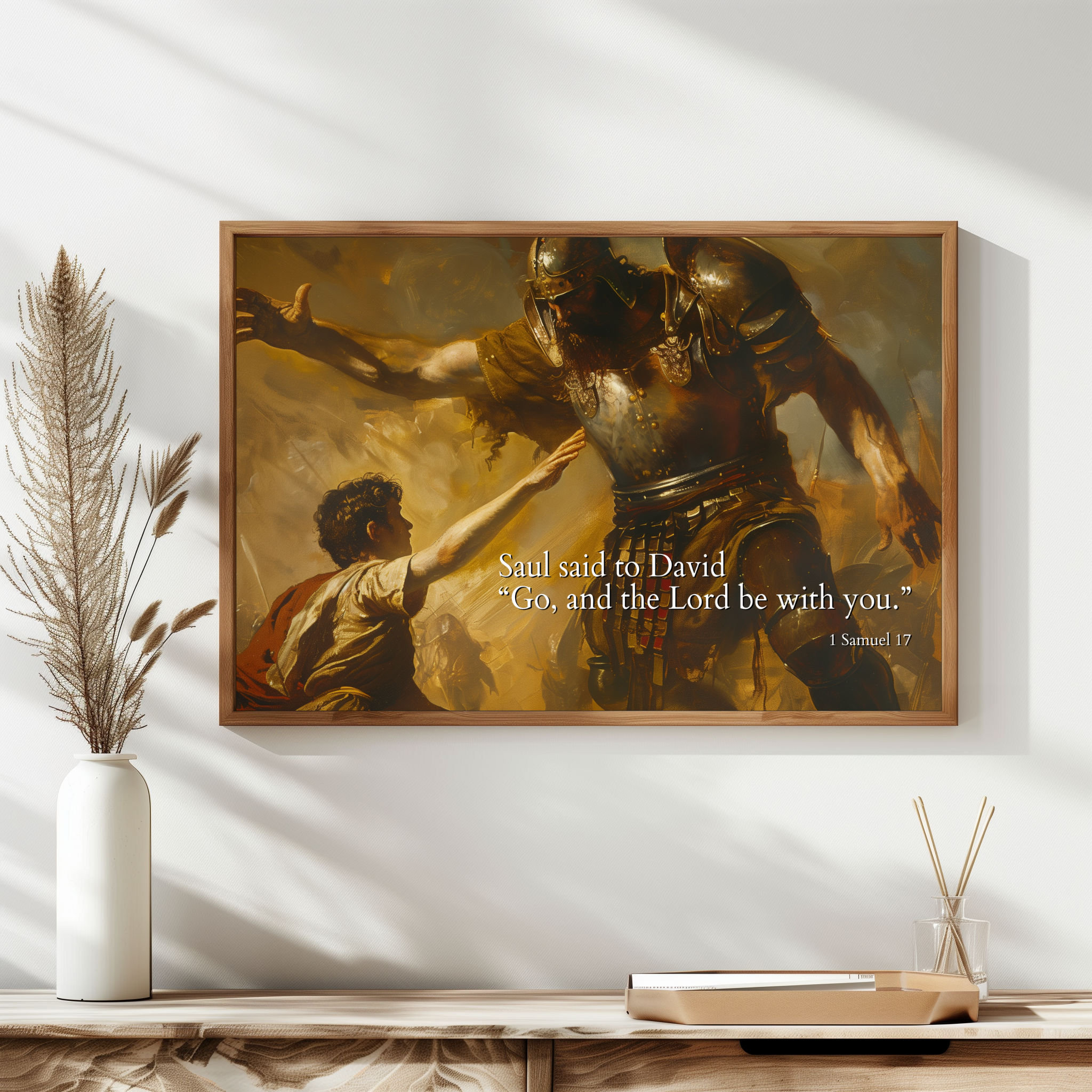 David and Goliath Verse, 1 Samuel 17, Bible Art, DIGITAL PRINT ...